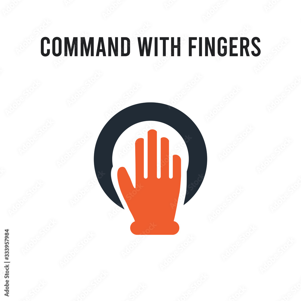 Command with fingers vector icon on white background. Red and black ...