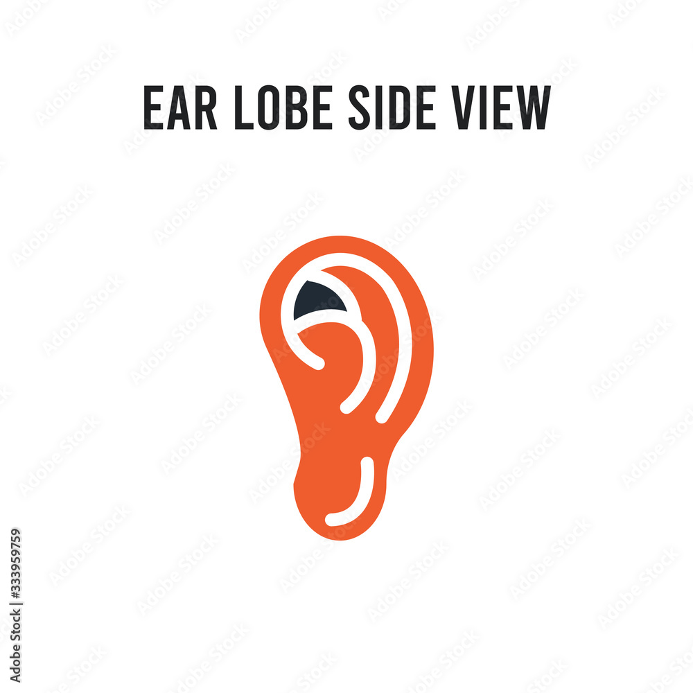 Ear lobe side view vector icon on white background. Red and black ...