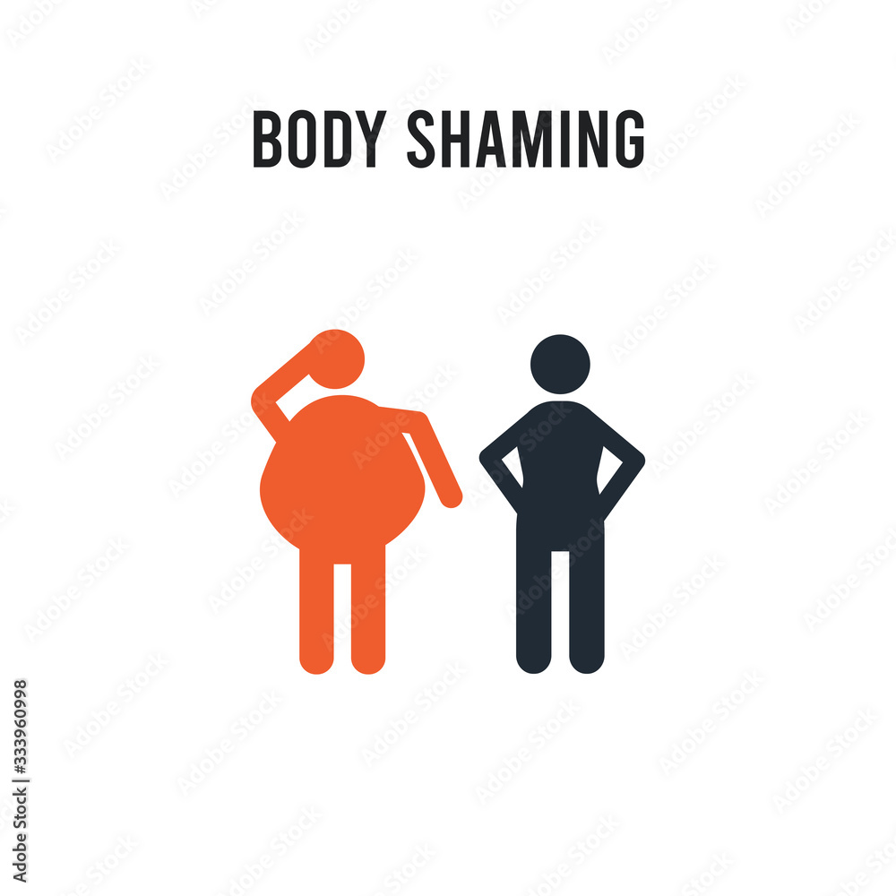 body shaming vector icon on white background. Red and black colored ...