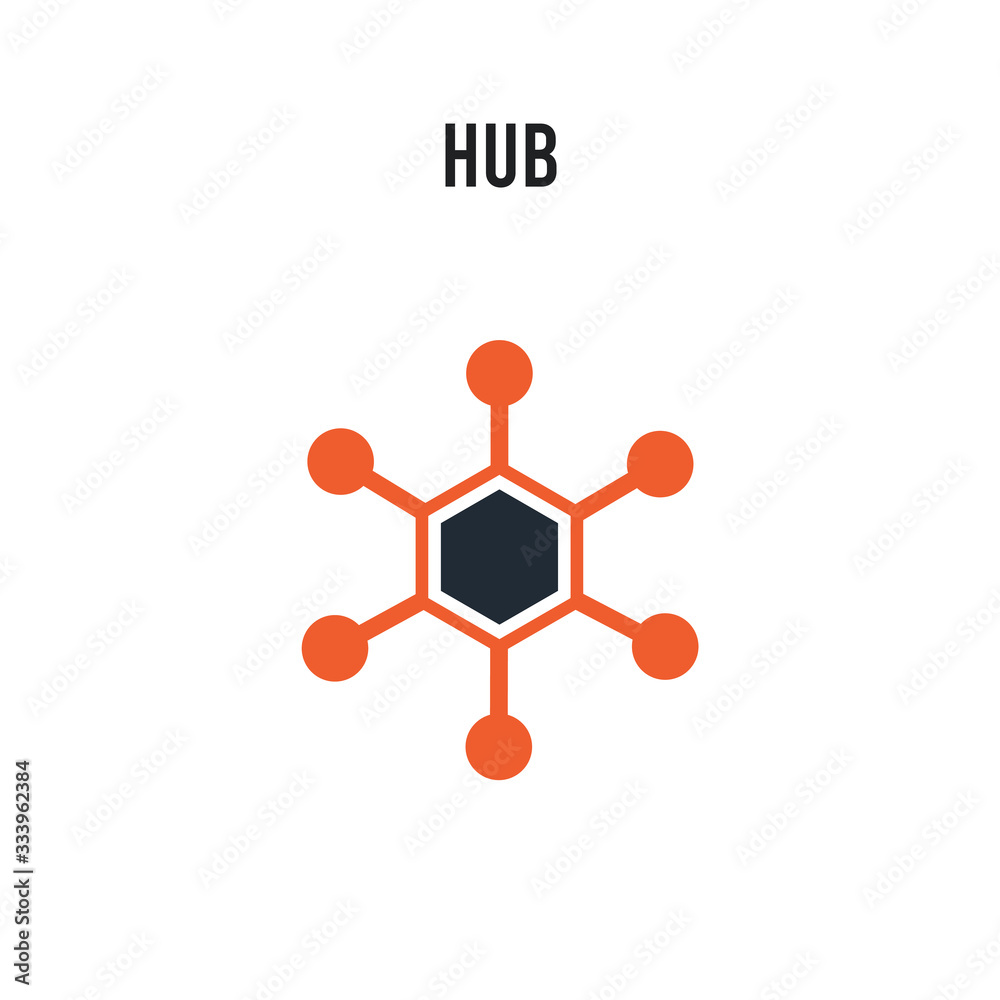 Hub vector icon on white background. Red and black colored Hub icon ...