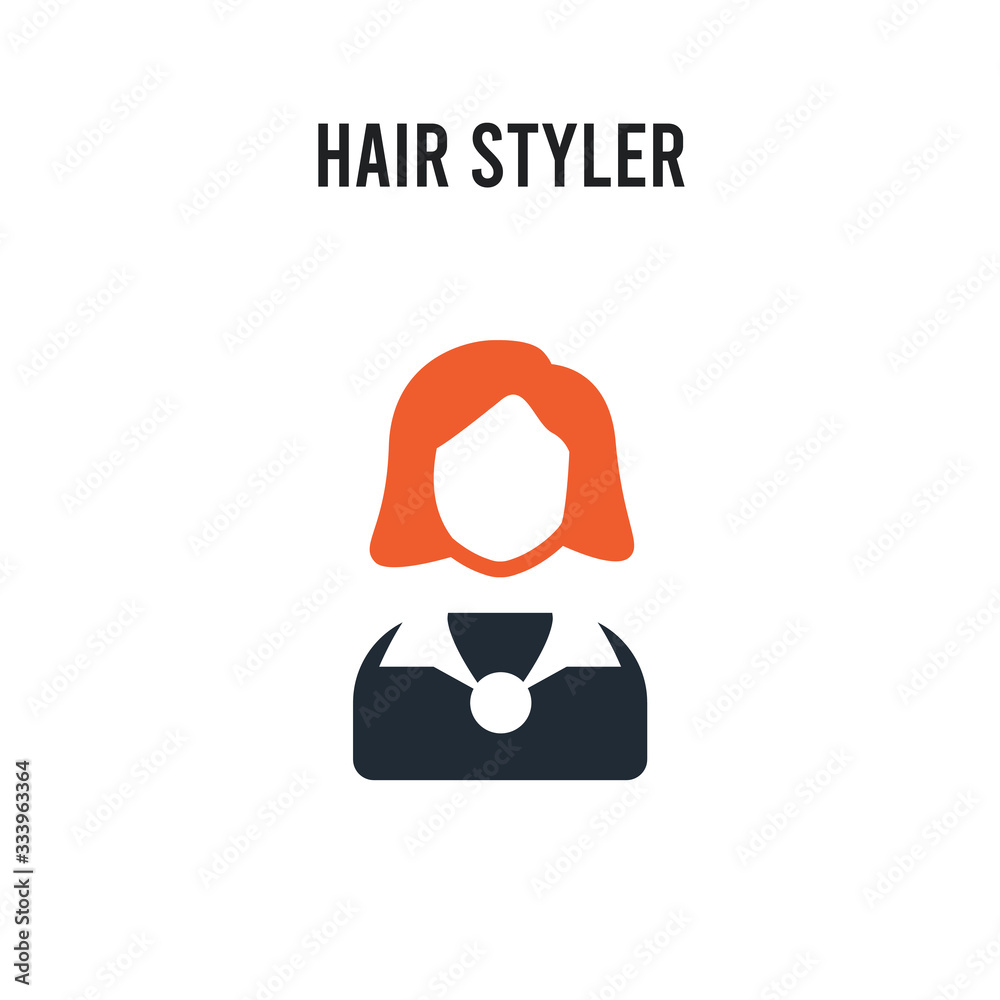 Hair Styler vector icon on white background. Red and black colored Hair ...