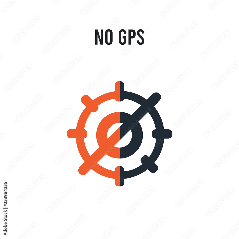 No gps vector icon on white background. Red and black colored No gps ...