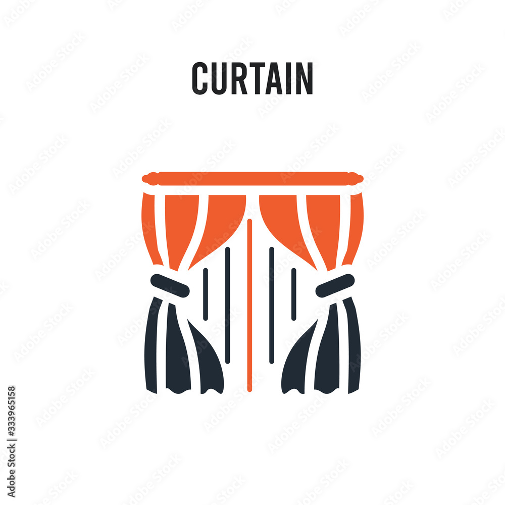 Curtain vector icon on white background. Red and black colored Curtain ...