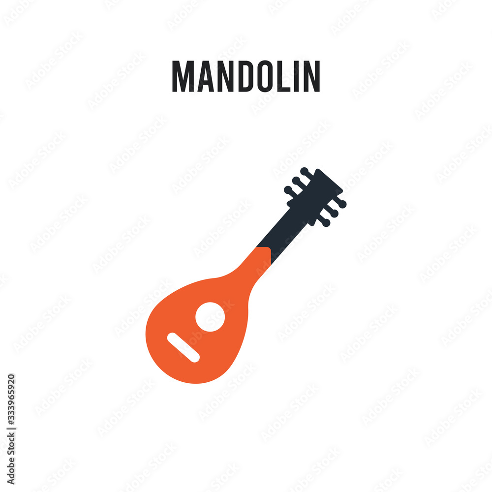 Mandolin vector icon on white background. Red and black colored ...
