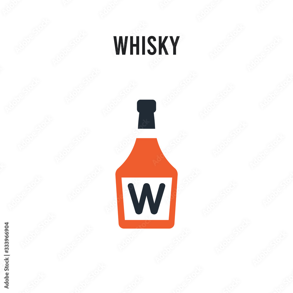 Whisky vector icon on white background. Red and black colored Whisky ...