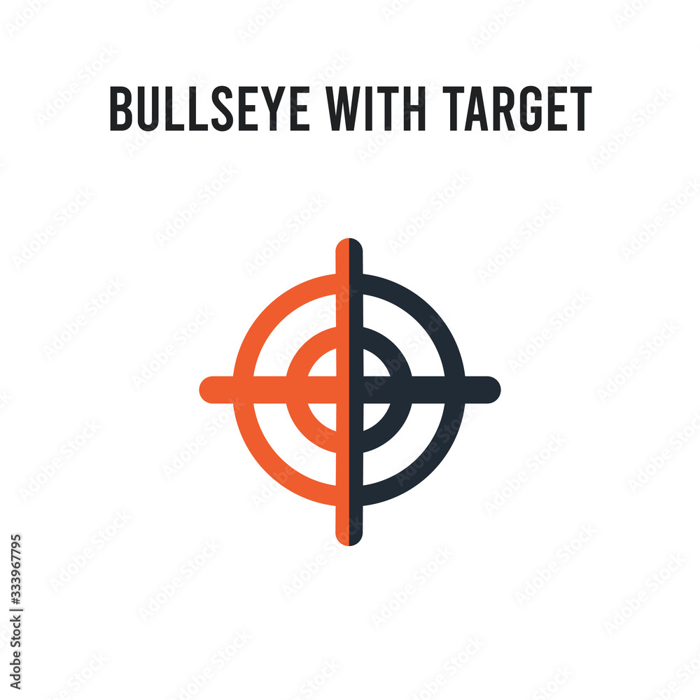 Bullseye with target vector icon on white background. Red and black ...