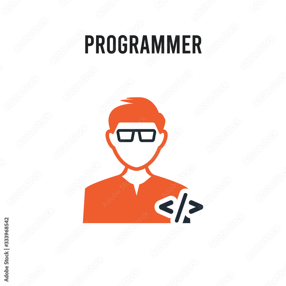 Vecteur Stock Programmer vector icon on white background. Red and black ...