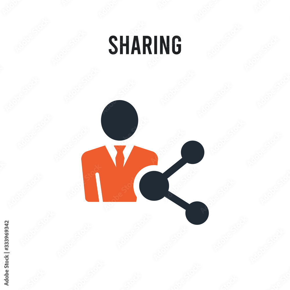 Sharing vector icon on white background. Red and black colored Sharing ...