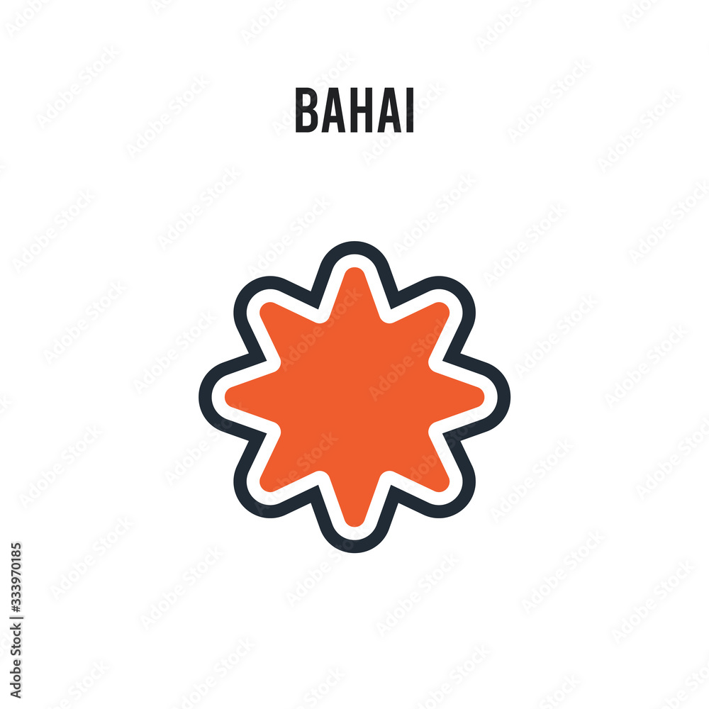Bahai vector icon on white background. Red and black colored Bahai icon ...