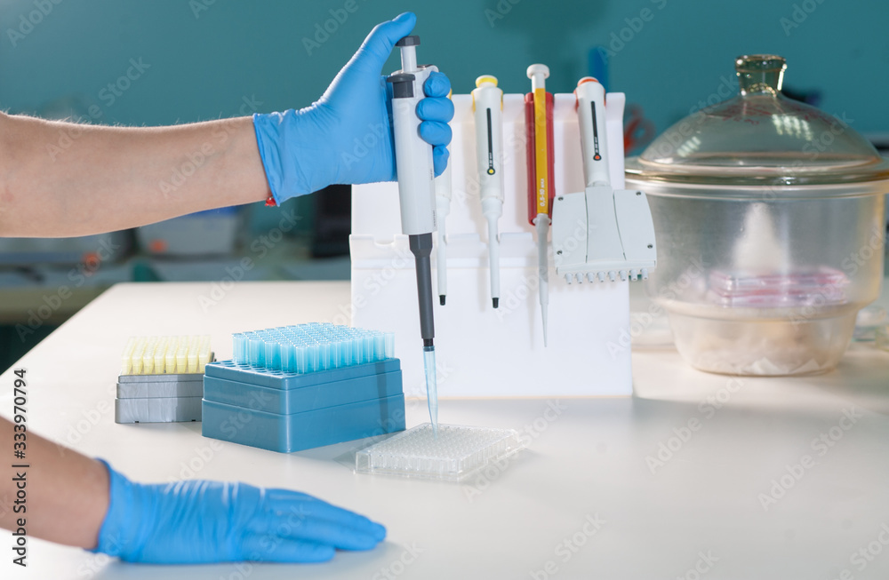 Hand in glove with automatic multichannel pipette for pcr analysis of ...