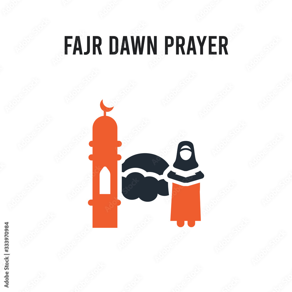 Fajr dawn Prayer vector icon on white background. Red and black colored ...