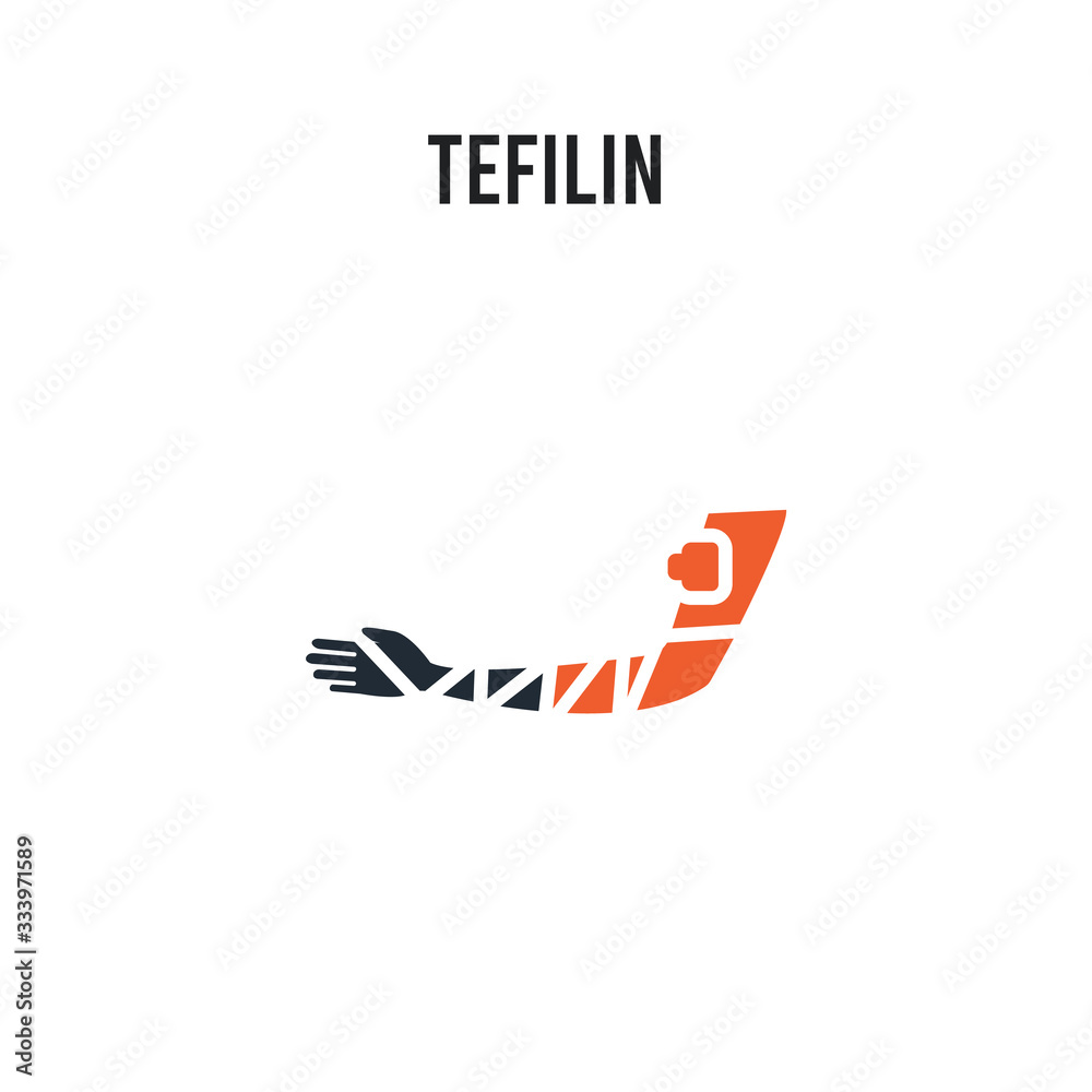 Tefilin vector icon on white background. Red and black colored Tefilin ...