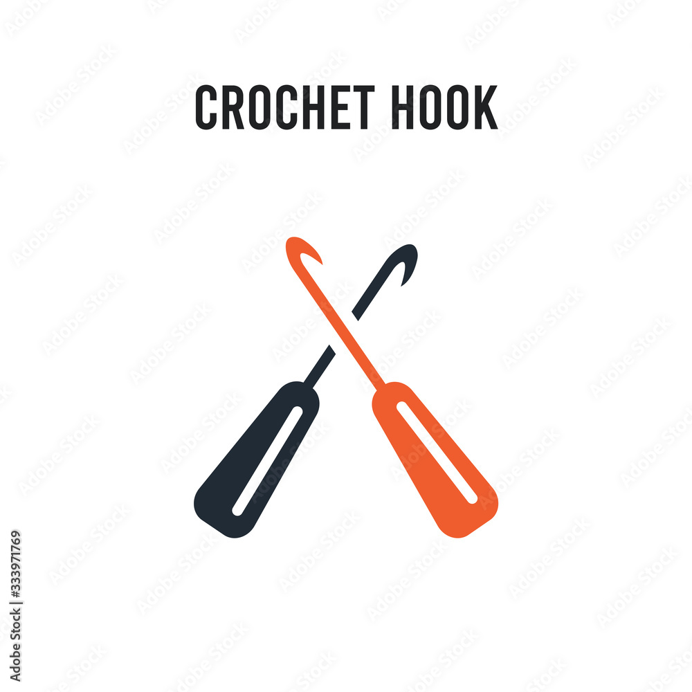 crochet hook vector icon on white background. Red and black colored ...