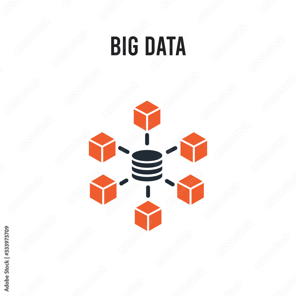 Big data vector icon on white background. Red and black colored Big ...