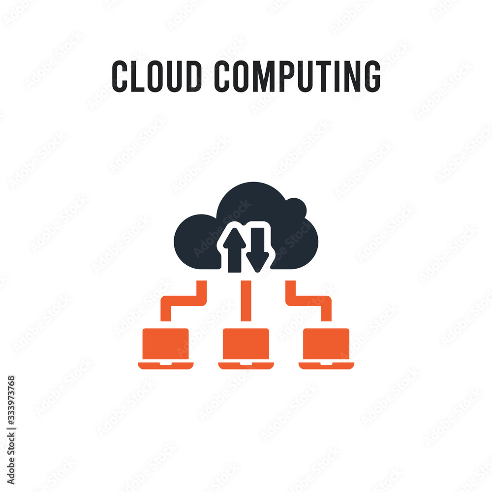 Cloud computing vector icon on white background. Red and black colored ...