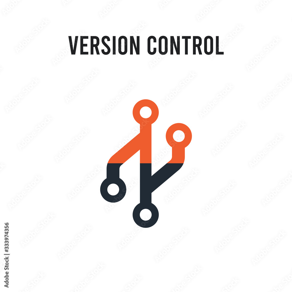 Version control vector icon on white background. Red and black colored ...