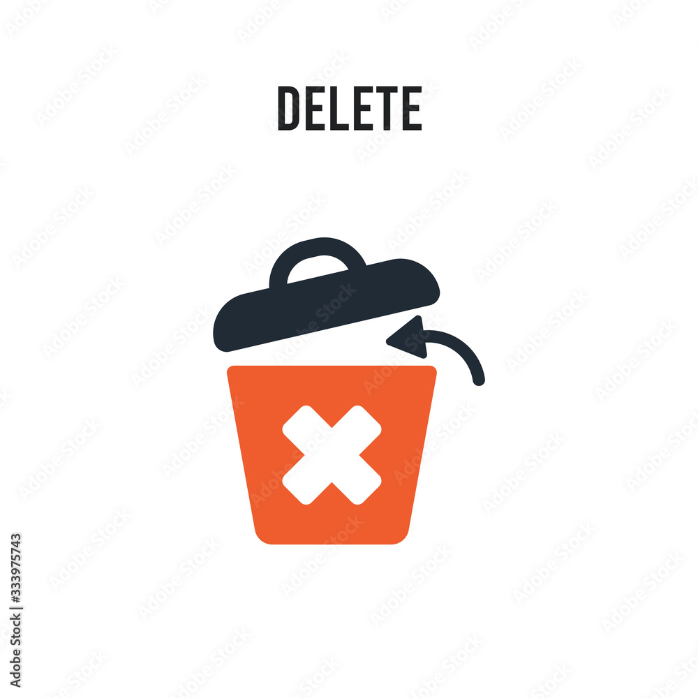 Delete vector icon on white background. Red and black colored Delete ...