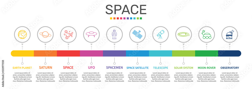 Space Infographics vector design. Timeline concept include earth planet ...