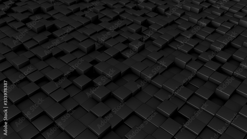 Abstract design of black cubes 3D illustration. For artwork, background ...