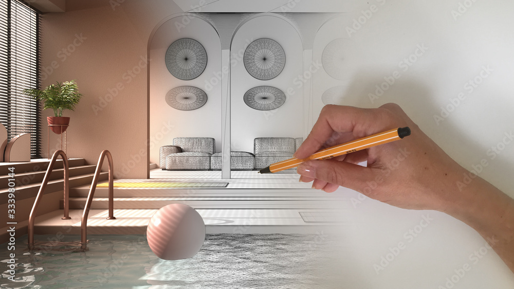 Foto de Architect interior designer concept: hand drawing a design ...