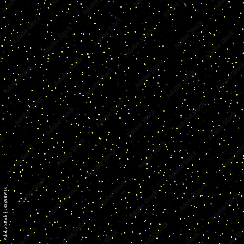 Abstract anarchic yellow dots on black background. Starry night sky ...