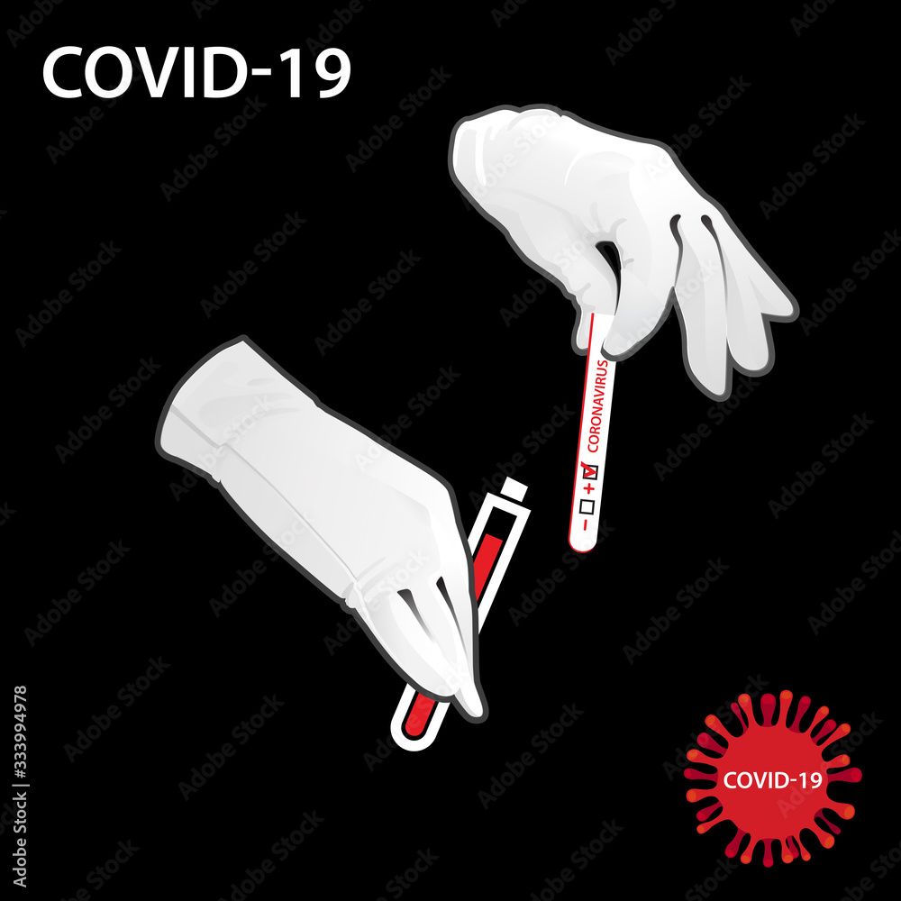 COVID-19 test icon. Hands and testing device for diagnosing novel ...