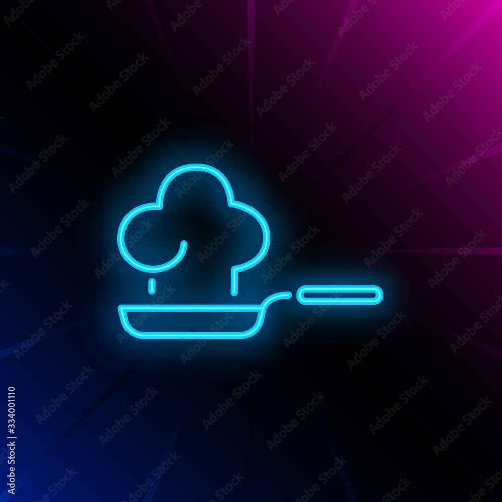 Chief cook hat on frying pan neon sign. Cooking, catering service ...