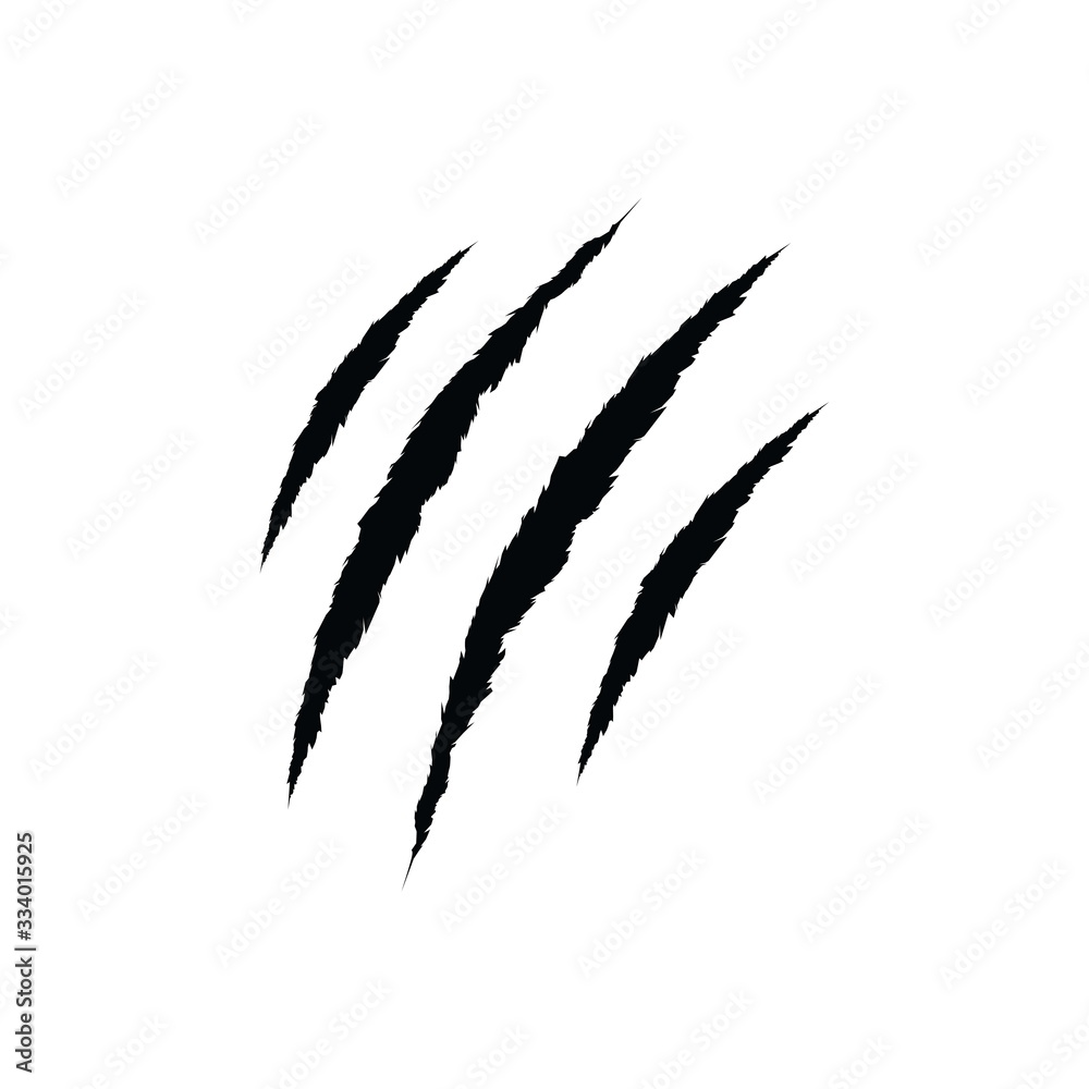 animal claws scratch scrape track. Cat tiger scratches paw shape ...