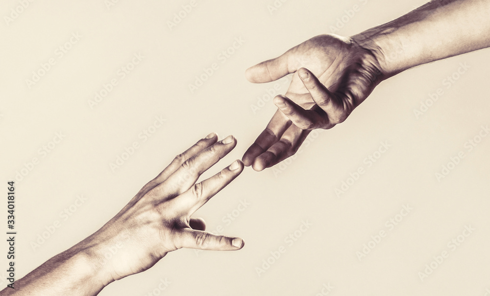 Rescue, helping gesture or hands. Helping hand concept, support ...