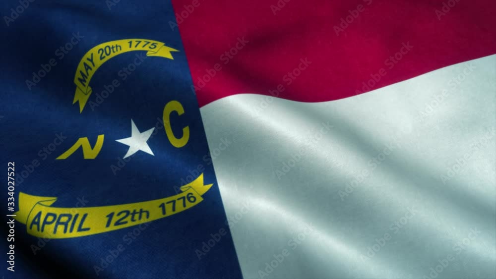 North Carolina State flag waving in the wind. National flag of North ...