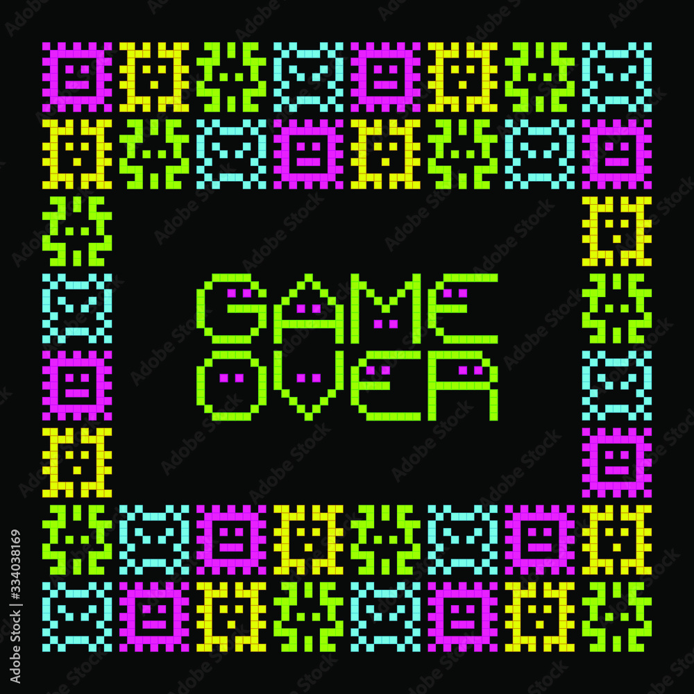 8-bit Pixel Art Viruses With Game Over Message. EPS8 Vector Stock ...