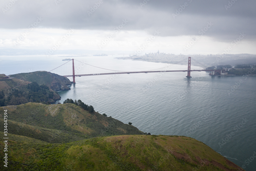 Seen from the Marin Headlands, the Golden Gate Bridge connects Marin ...