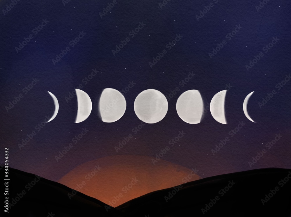 Fases da Lua Stock Illustration | Adobe Stock
