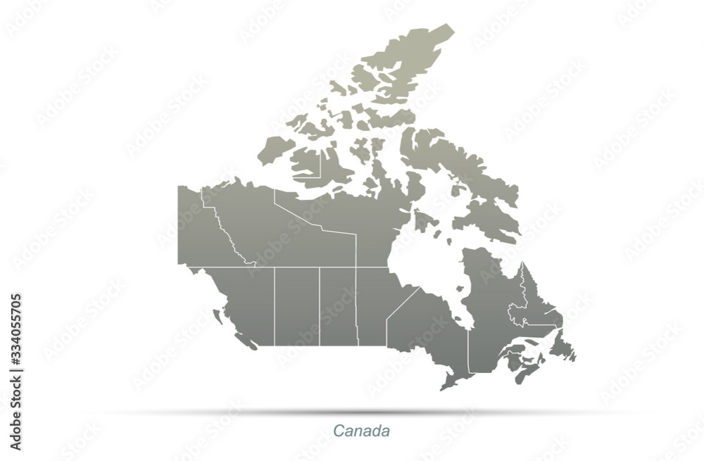 canada map. north america continent countries map. country map of gray ...