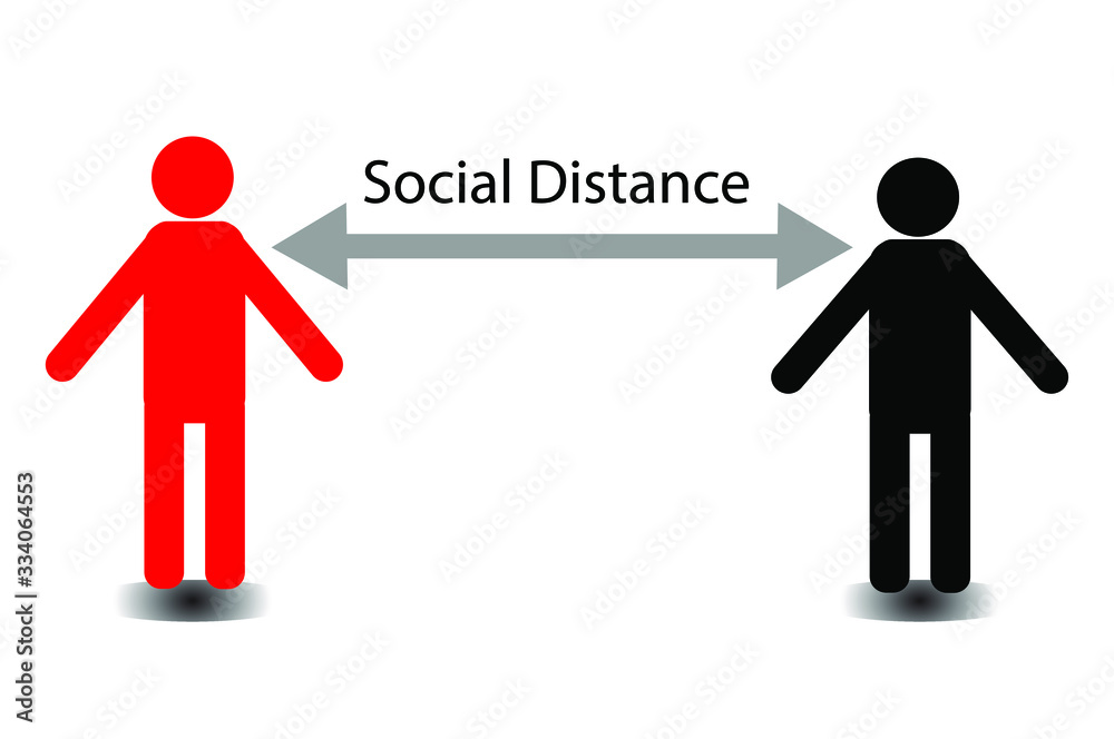 Model red and black symbol is SOCIAL DISTANCE vector one to one dot ...