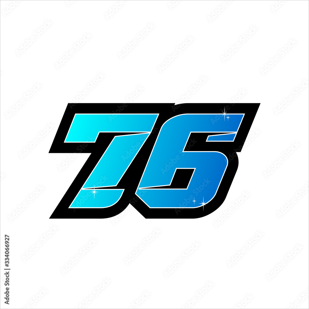 Vector Racing number 76, start racing number, sport race number with ...