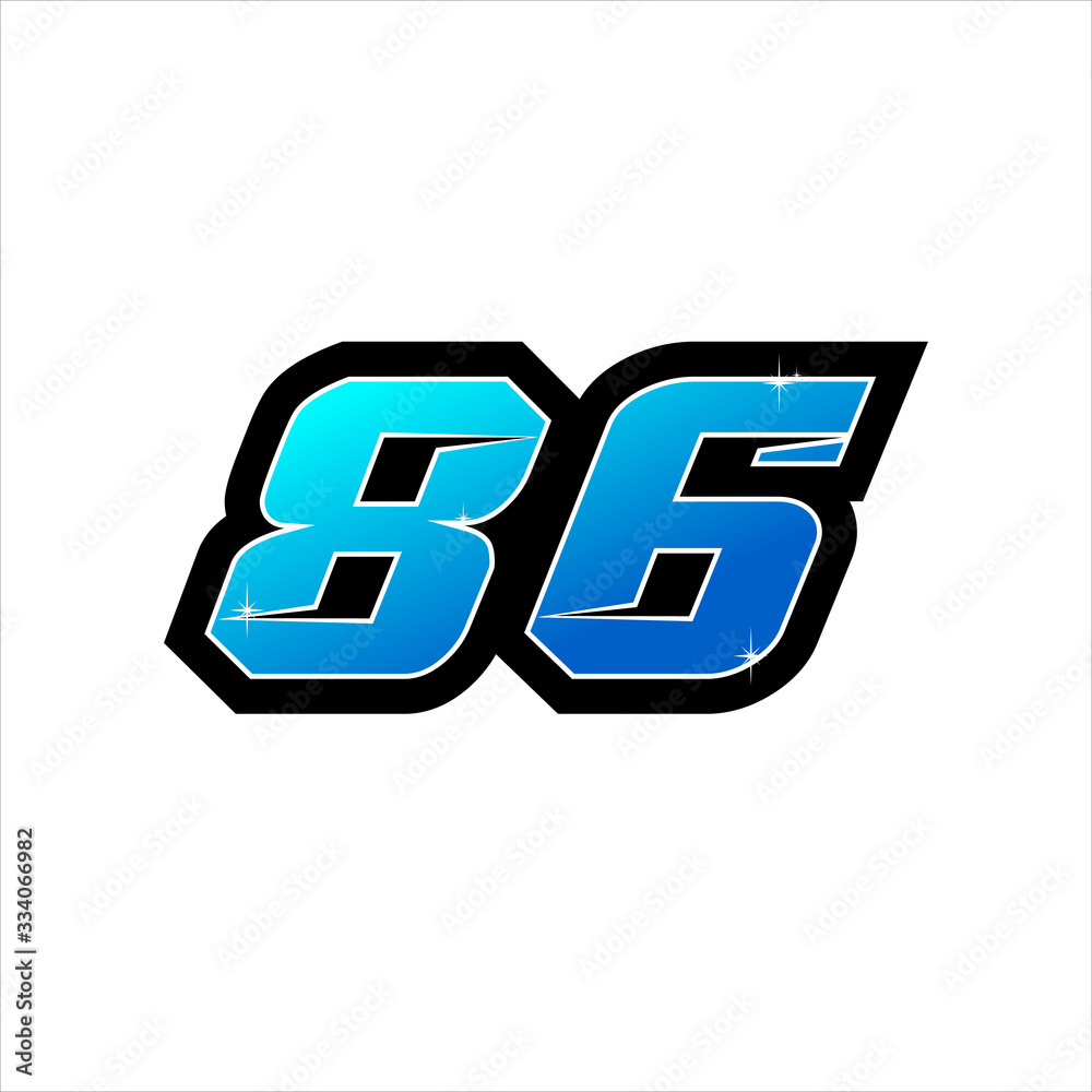 Vector Racing number 86, start racing number, sport race number with ...