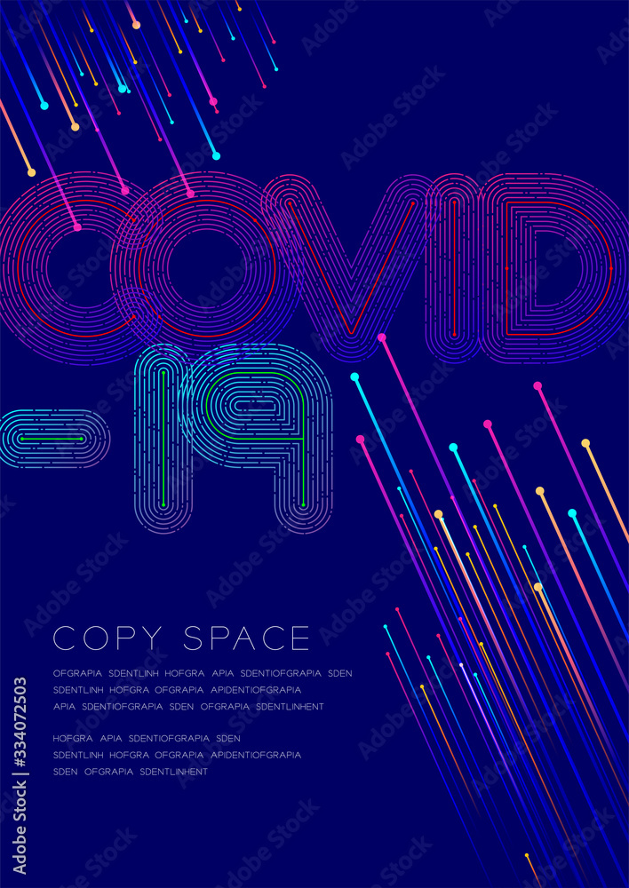 Covid-19 big text dot and dash line pattern layer overlay, Pandemic coronavirus, Poster banner ...