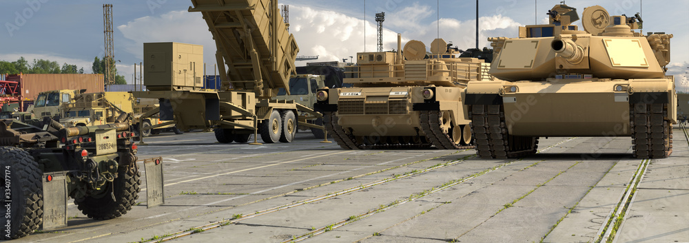 American military equipment in a European port Stock Photo | Adobe Stock