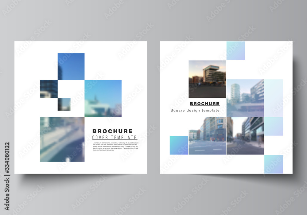 Vector layout of two square format covers templates for brochure, flyer ...