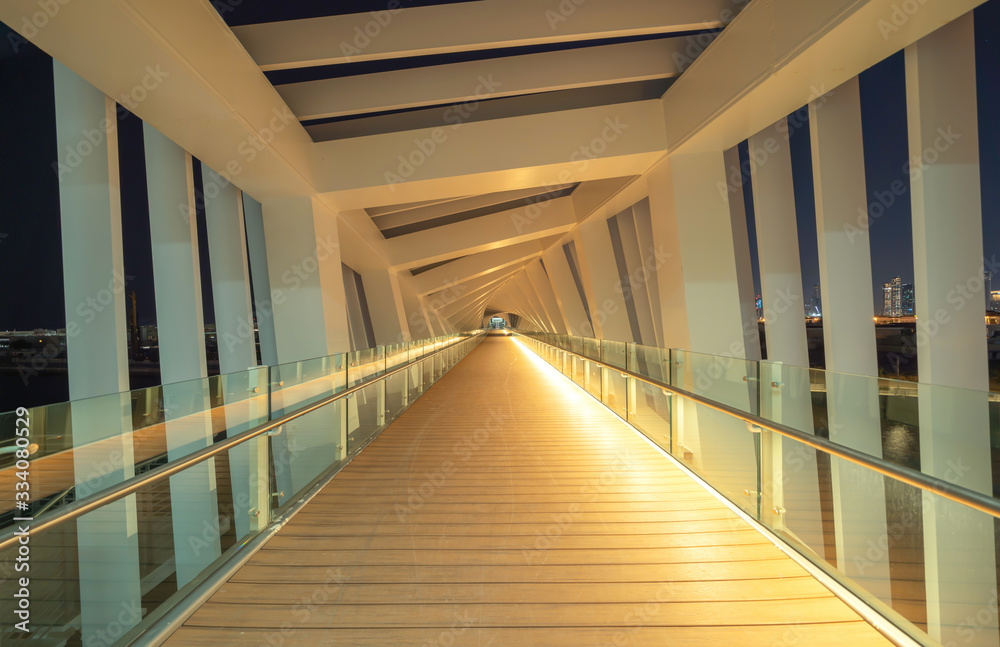 Interior design decoration of structure of twisted Bridge. Structure in ...