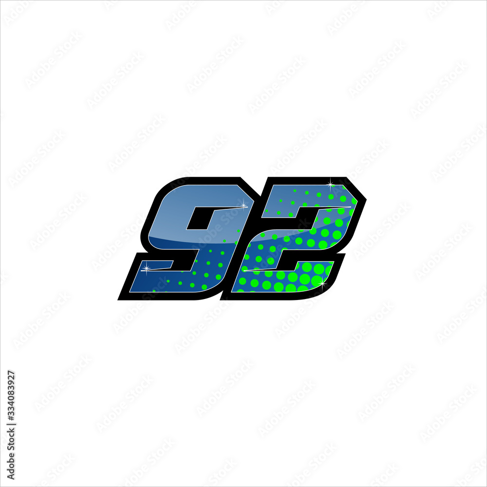 Vector Racing number 92, start racing number, sport race number with ...