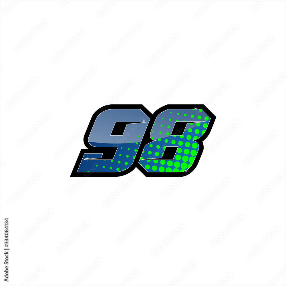 Vector Racing number 98, start racing number, sport race number with ...