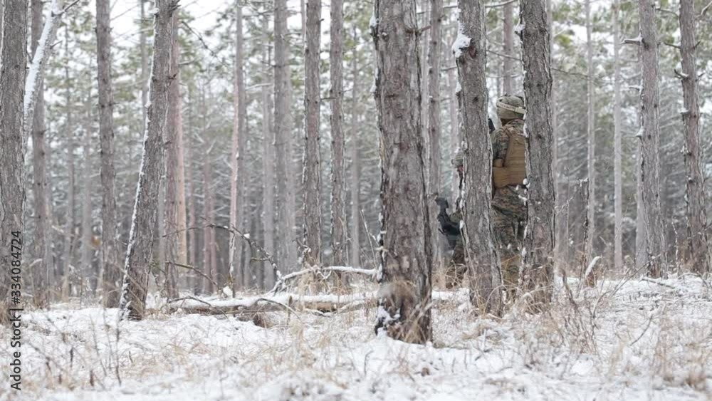 United States Marine Corps walks through the snow. strikeball. Utility ...