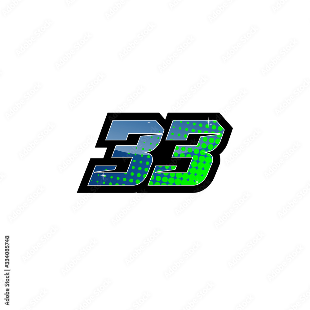 Vector Racing number 33, start racing number, sport race number with ... Vector Racing number 33, start racing number, sport race number with ...