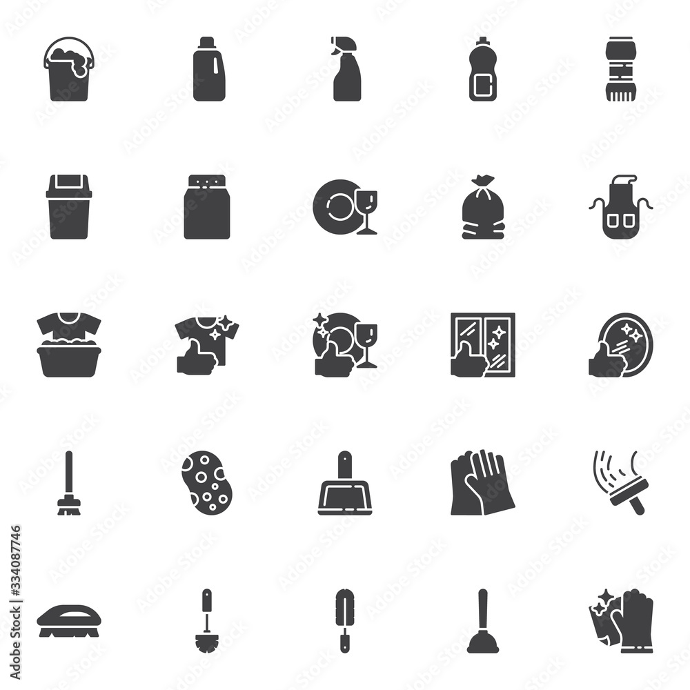 Cleaning service vector icons set, modern solid symbol collection, Maid ...