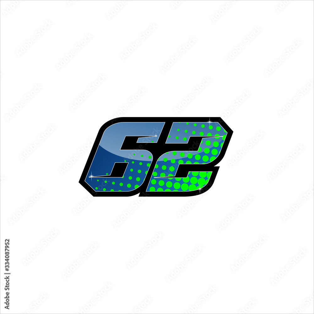 Vector Racing number 62, start racing number, sport race number with ...