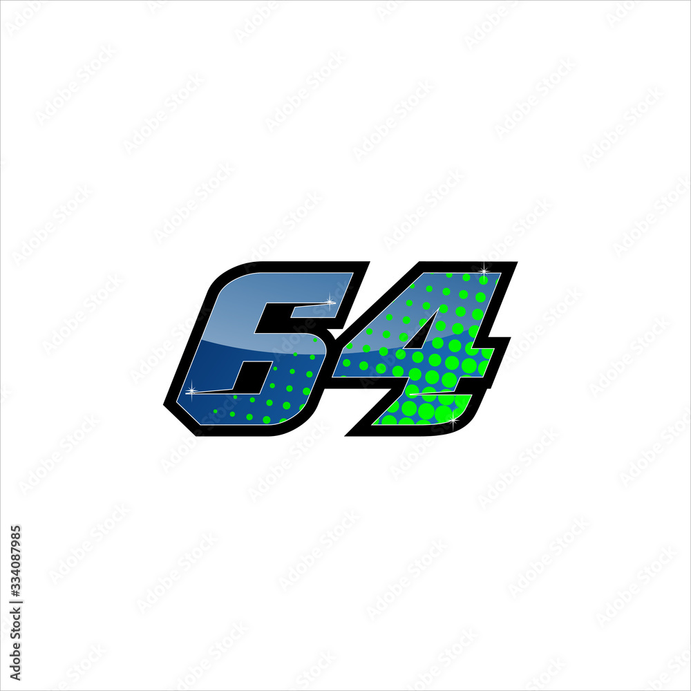 Vector Racing number 64, start racing number, sport race number with ...