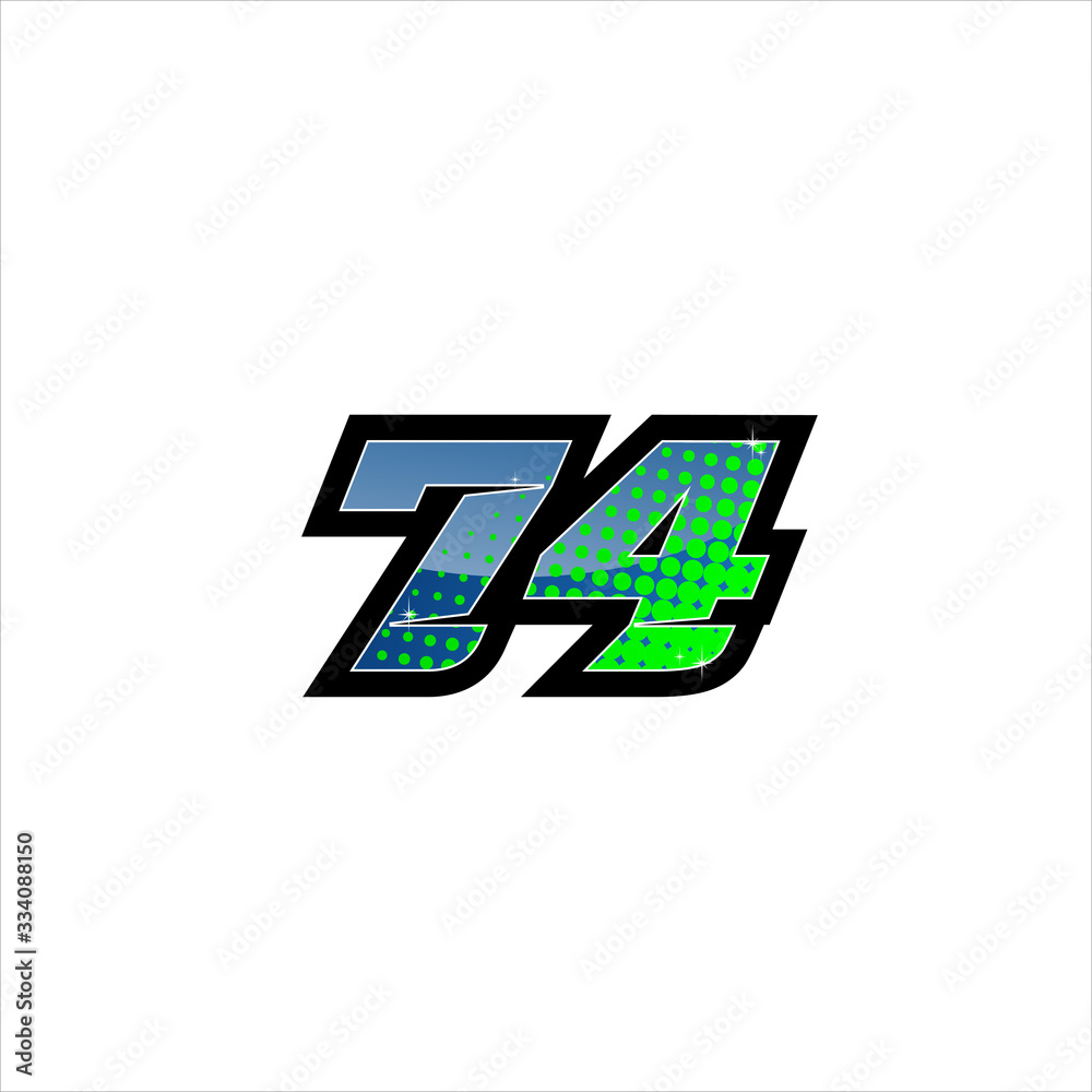 Vector Racing number 74, start racing number, sport race number with ...