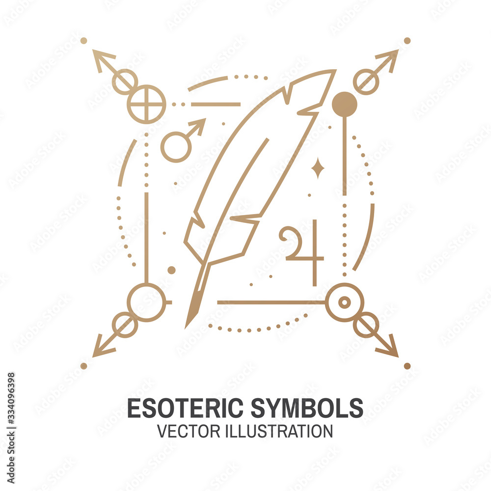 Esoteric symbols. Vector illustration. Thin line geometric badge ...